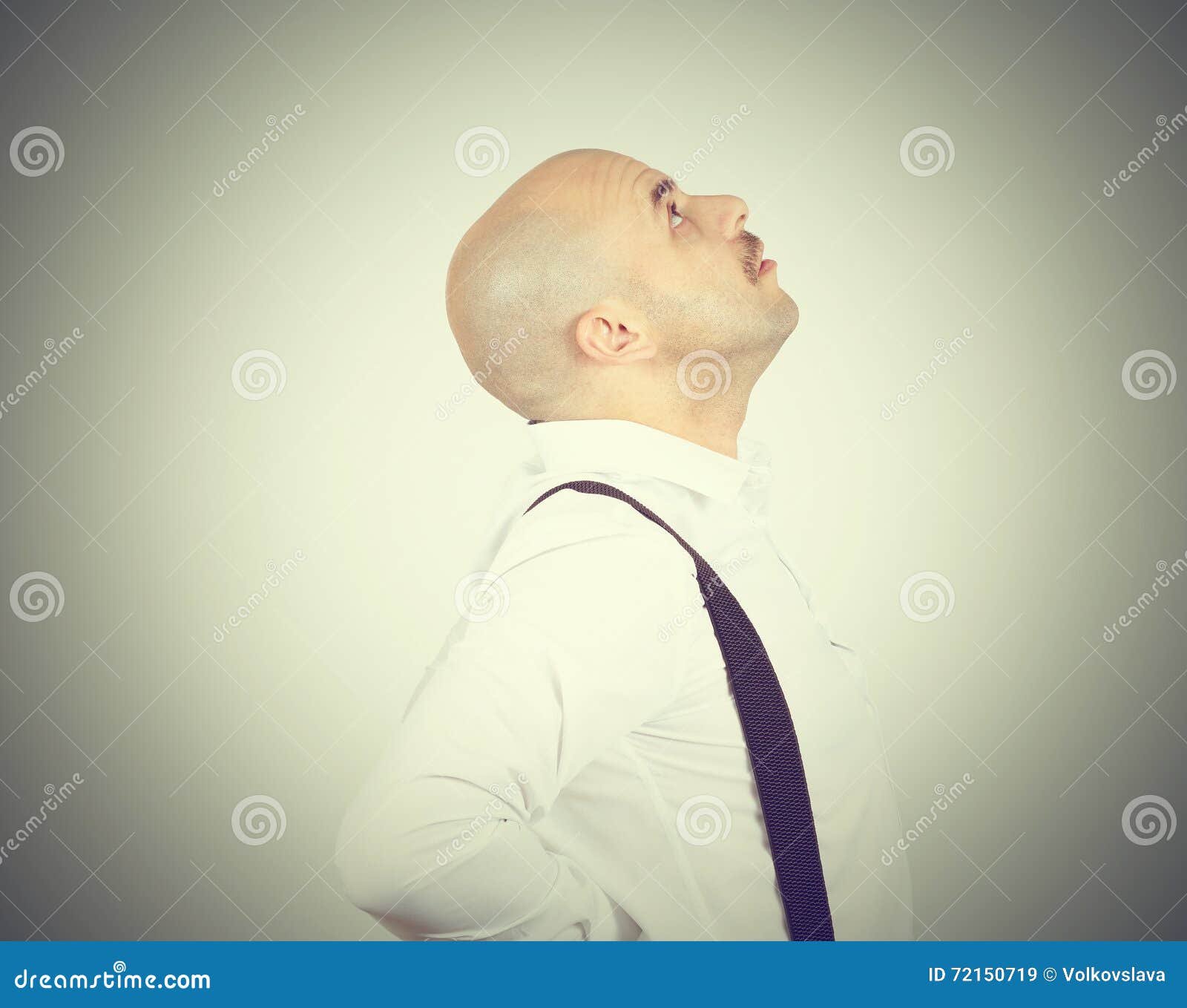 Bald man looking up. stock image. Image of hope, looks - 72150719