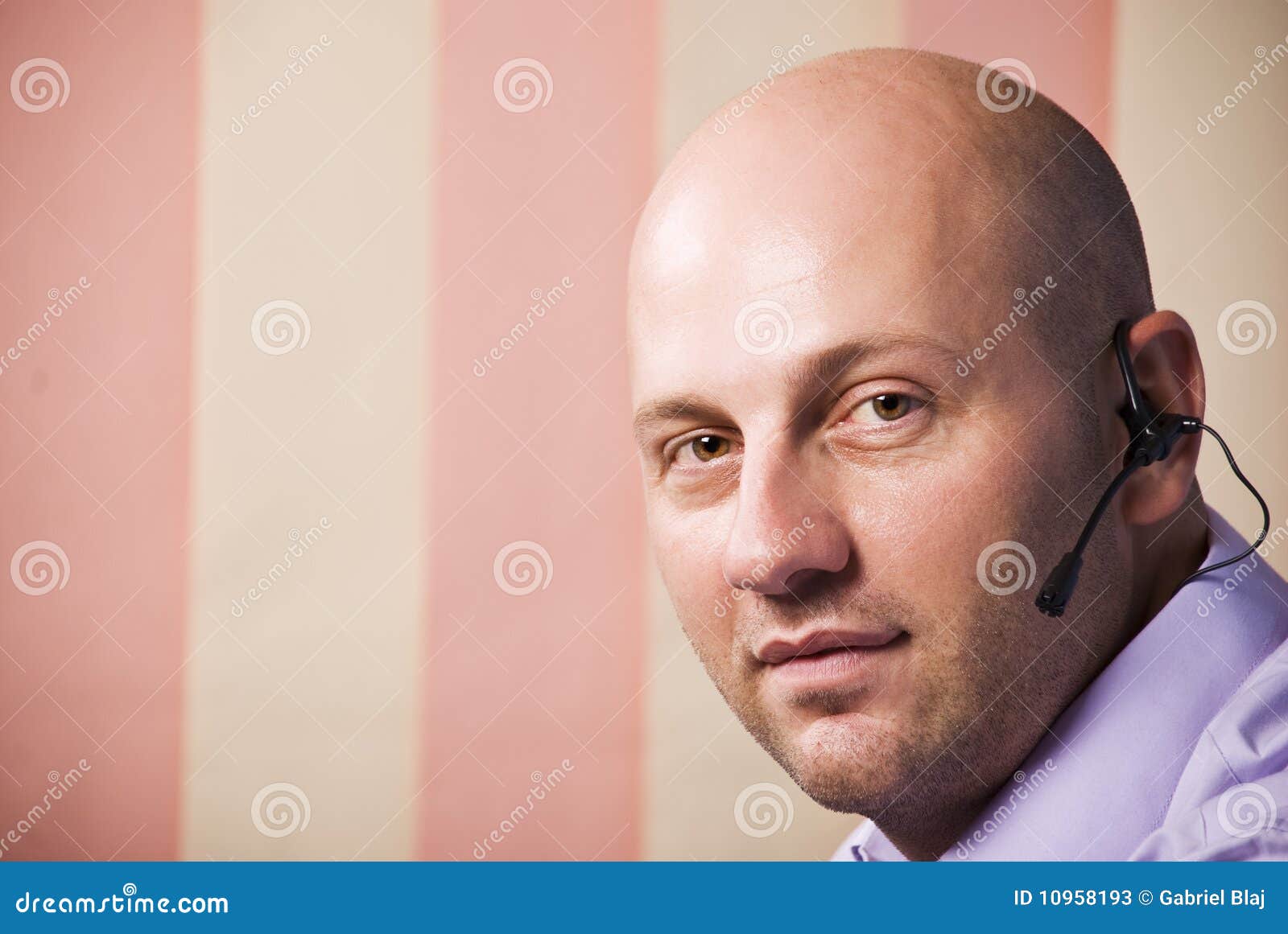 Bald man operator support stock image. Image of businessmen - 10958193