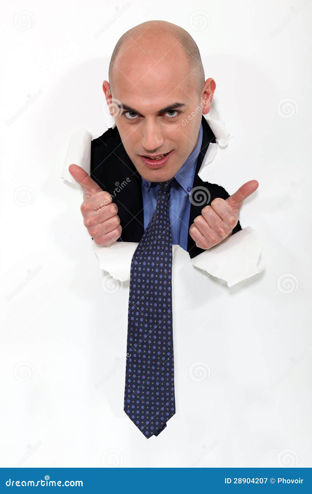 Bald Man Peering through Paper Stock Image - Image of publicity ...