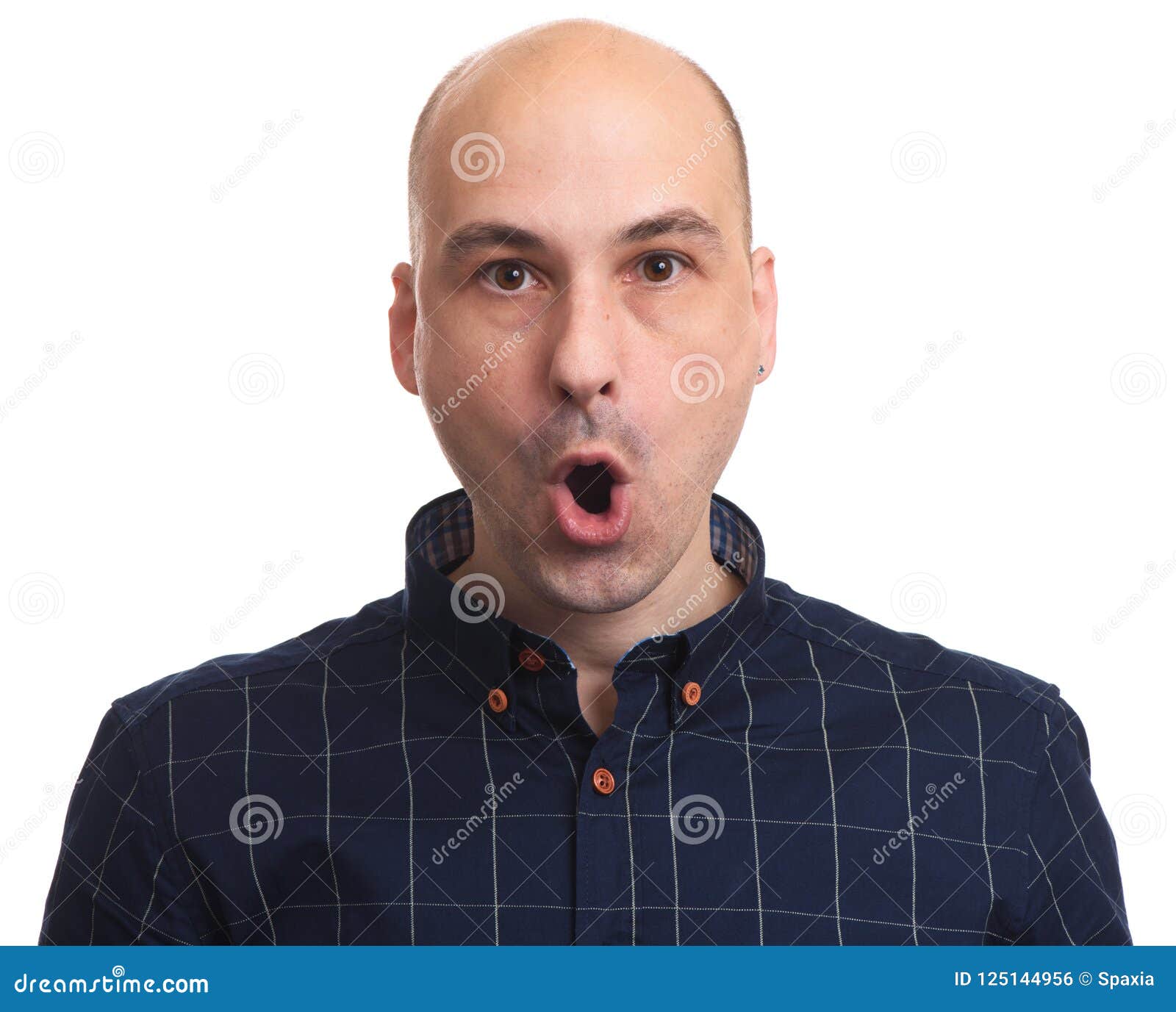 Bald Man with Shock Expression. Isolated Stock Photo - Image of mouth ...