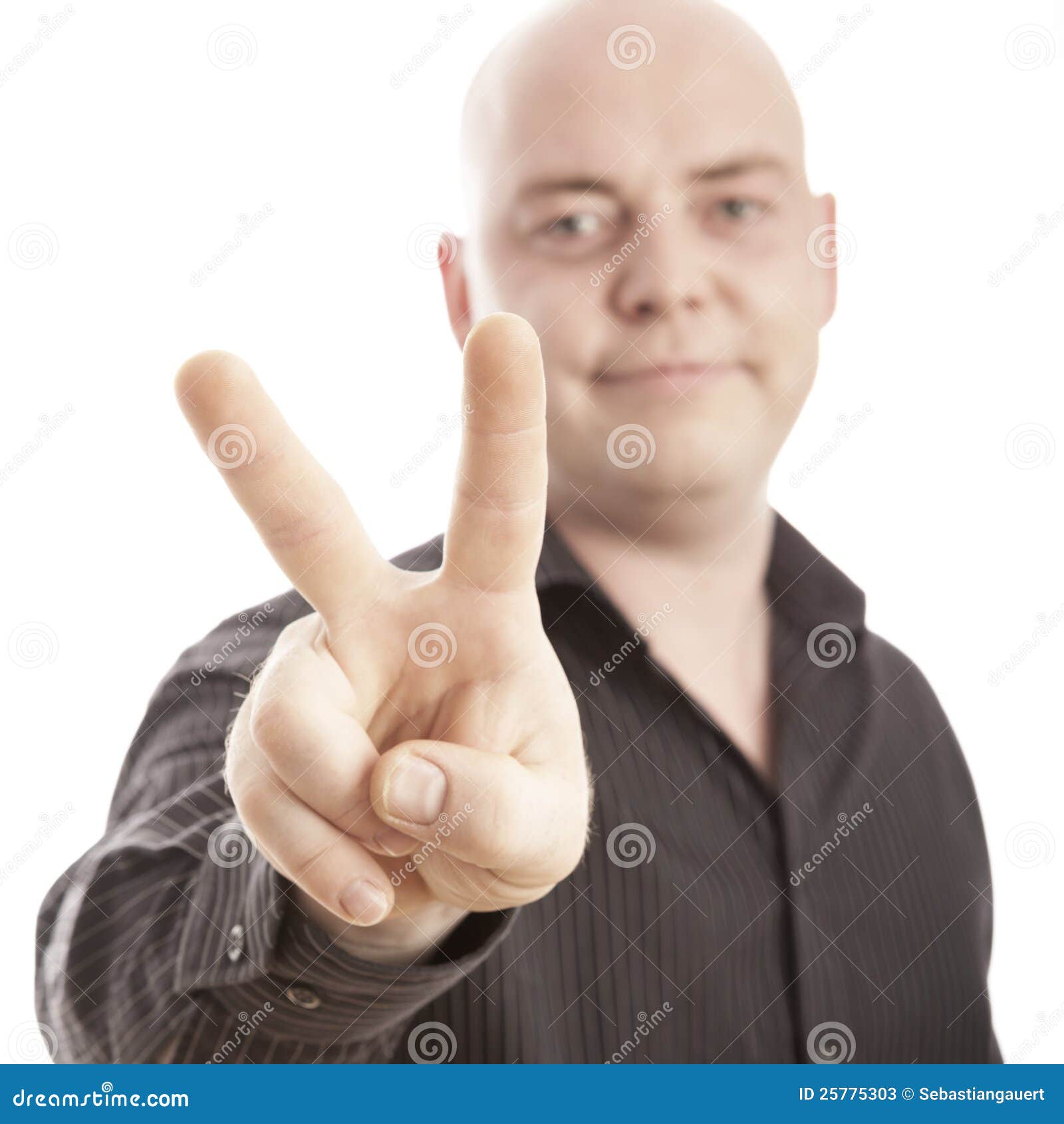 Bald man with sign victory stock image. Image of sign - 25775303