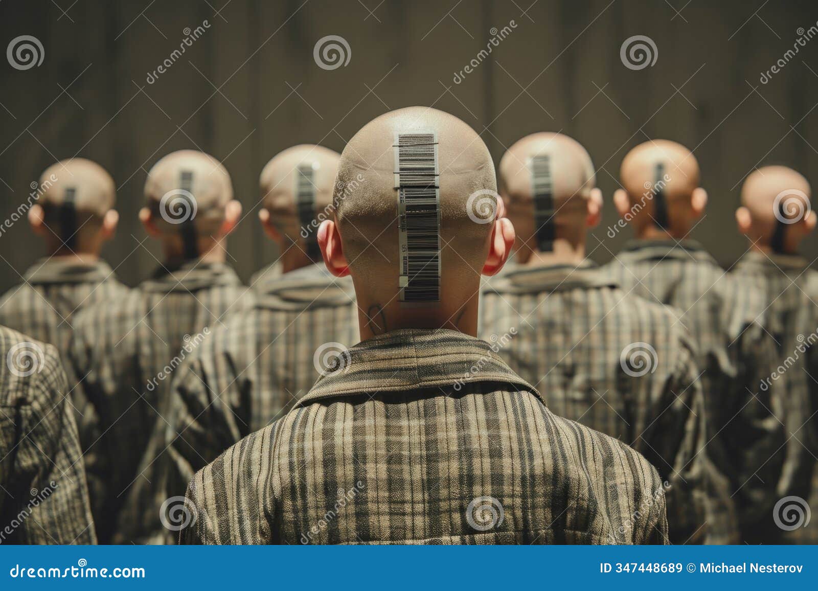 Bald Men with a Barcode on Their Heads Stock Image - Image of portrait ...