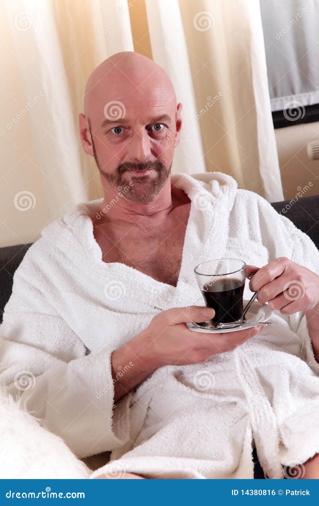 Bald middle aged man home stock photo. Image of grooming - 14380816