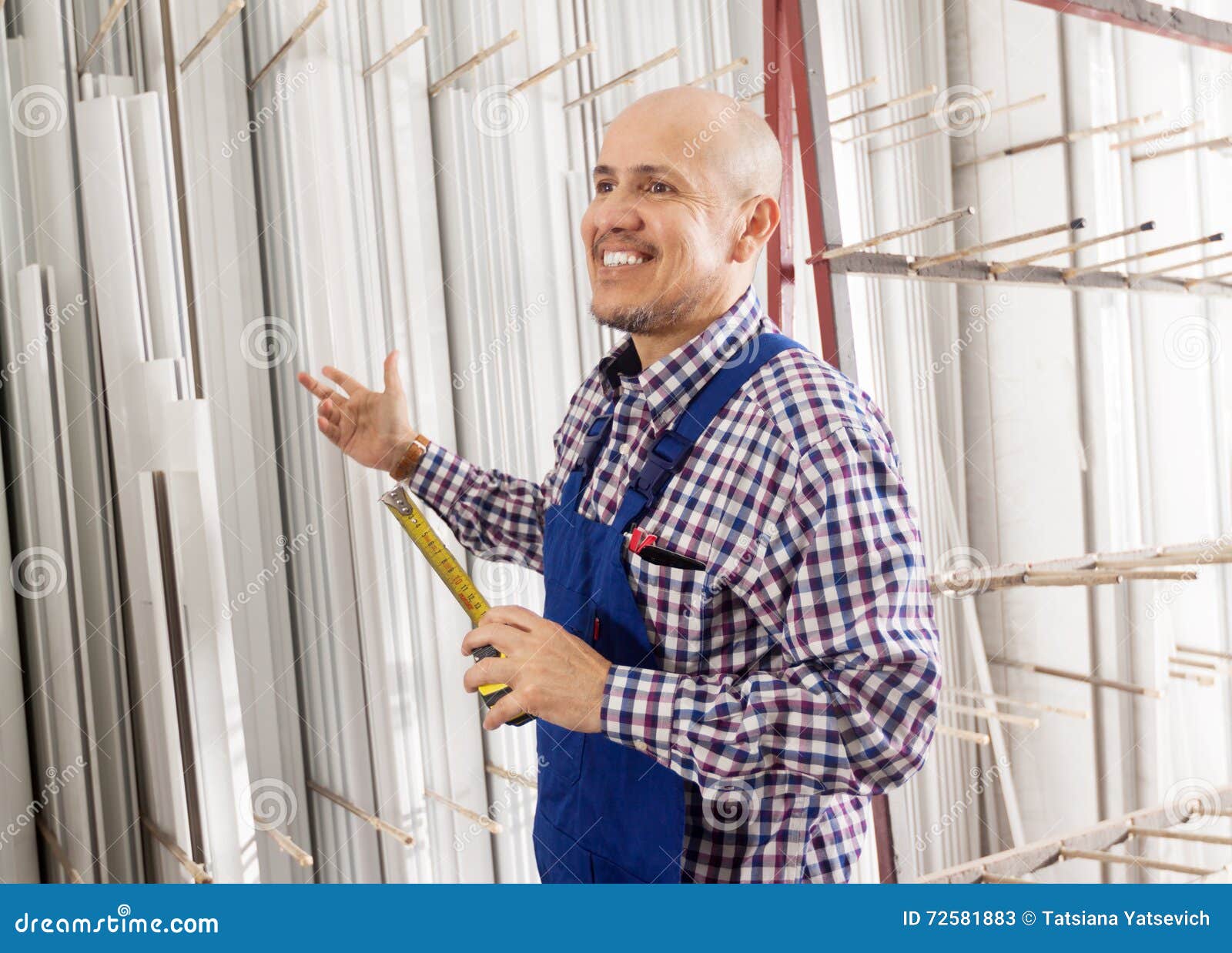 Bald smiling worker stock image. Image of operators, machinery - 72581883