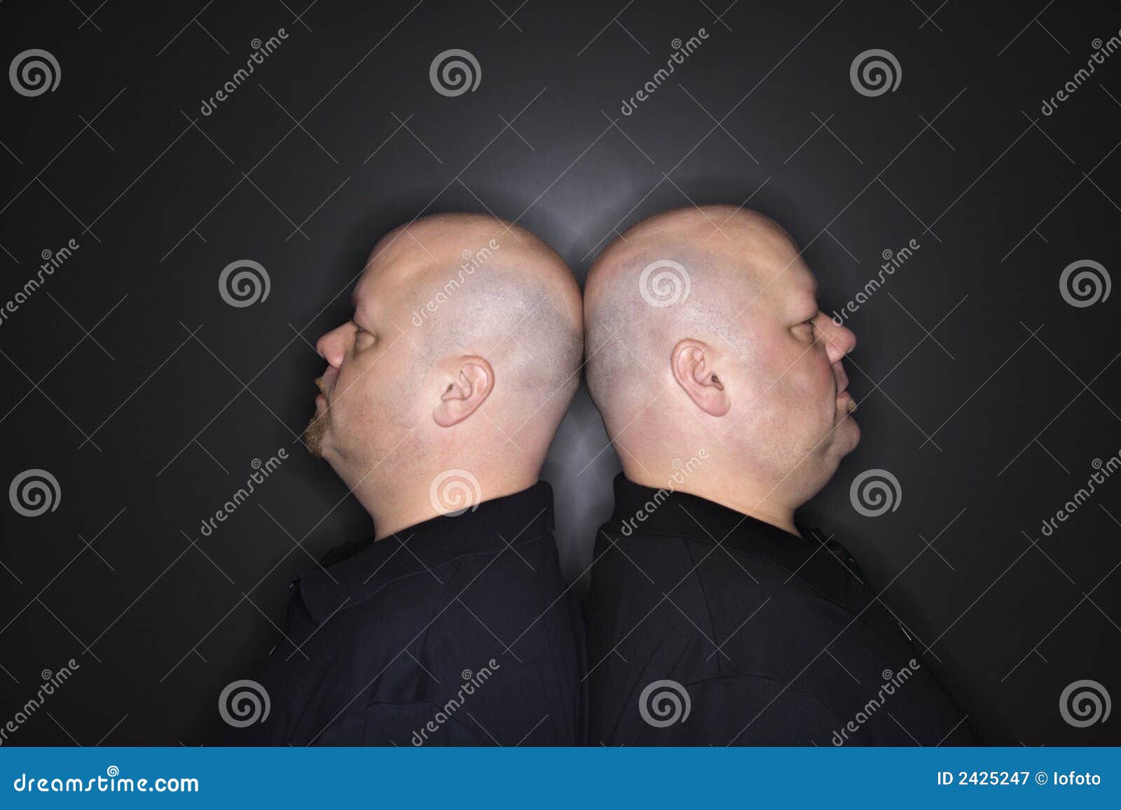 Bald Twin Men Back To Back. Stock Image - Image of matching, head: 2425247