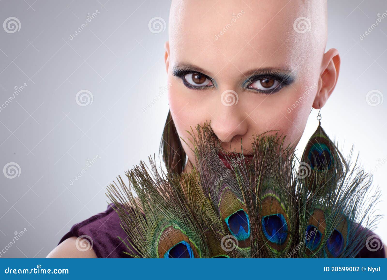 Bald Woman With Peacock Plumes Stock Photography | CartoonDealer.com ...