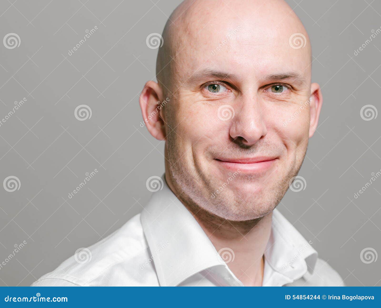 Bald Young Man Portrait Close-up Smiling Stock Photo - Image of face ...