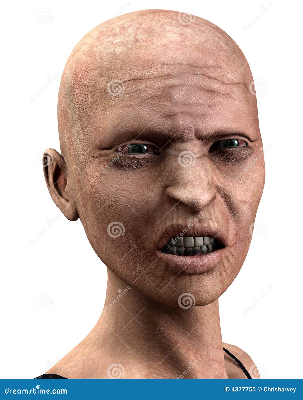 A Bald Horror Looking Demon With A Evil Haunting Expression On His Face ...