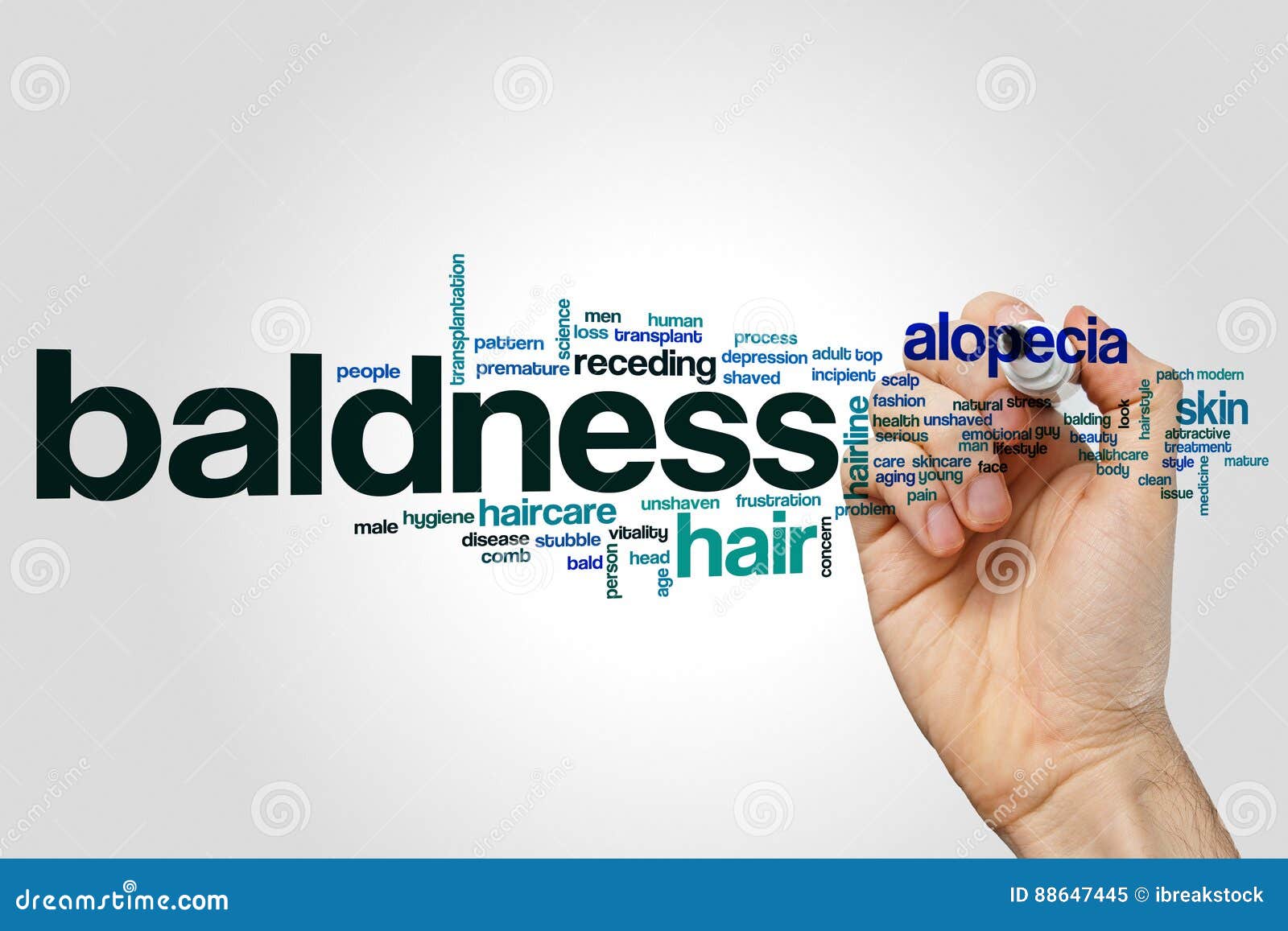 Baldness Word Cloud Concept on Grey Background Stock Image - Image of ...
