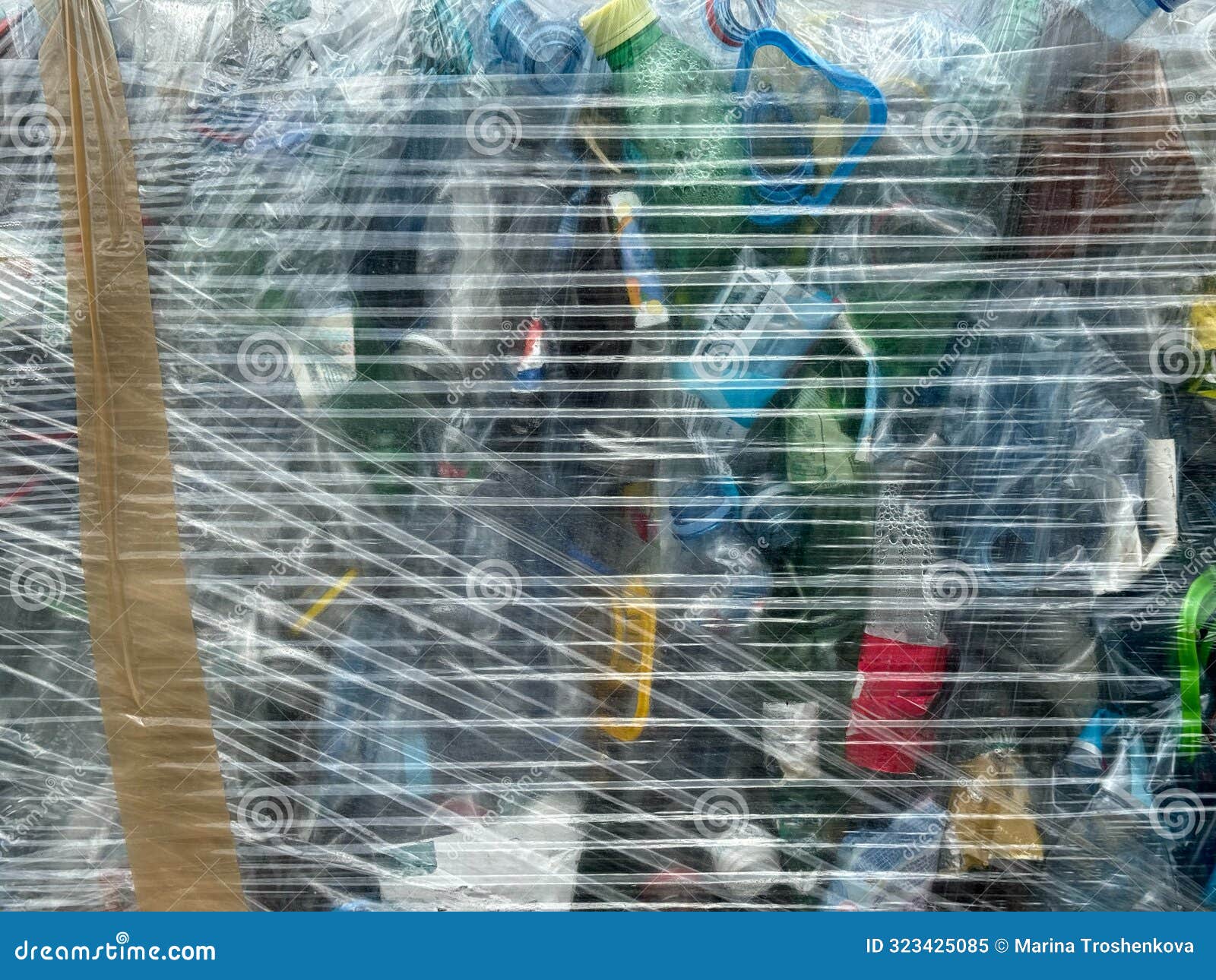 Baled Plastic Bottles and Packaging Wrapped for Recycling Stock Image ...