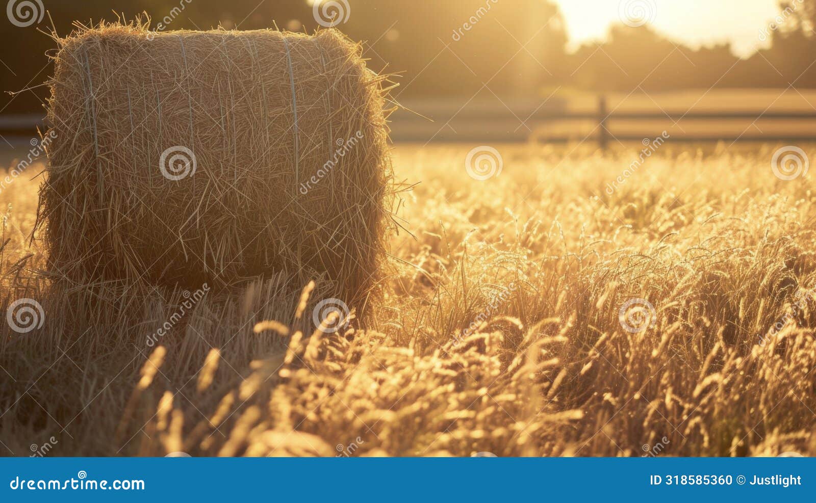 A Bale of Hay Sitting in a Field the Light of the Sun Casting Dramatic ...