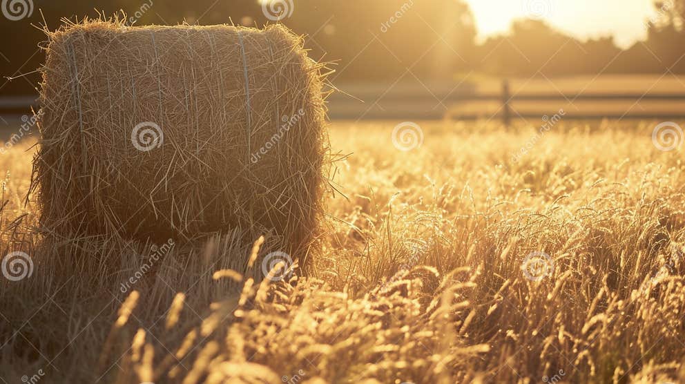A Bale of Hay Sitting in a Field the Light of the Sun Casting Dramatic ...