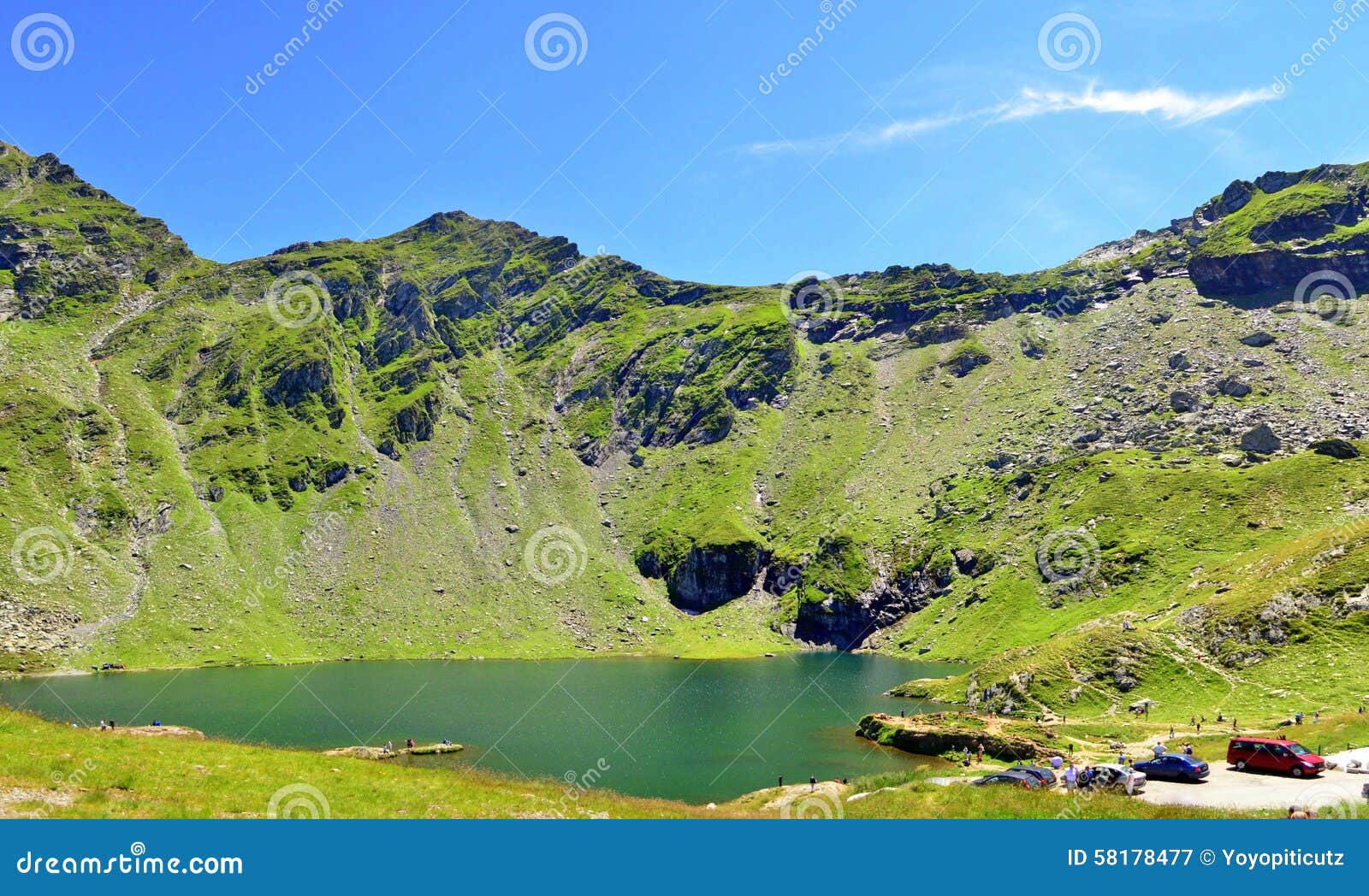 Balea Lake Water Reflection Landscape Of The Balea Chalet, Glacial Lake ...