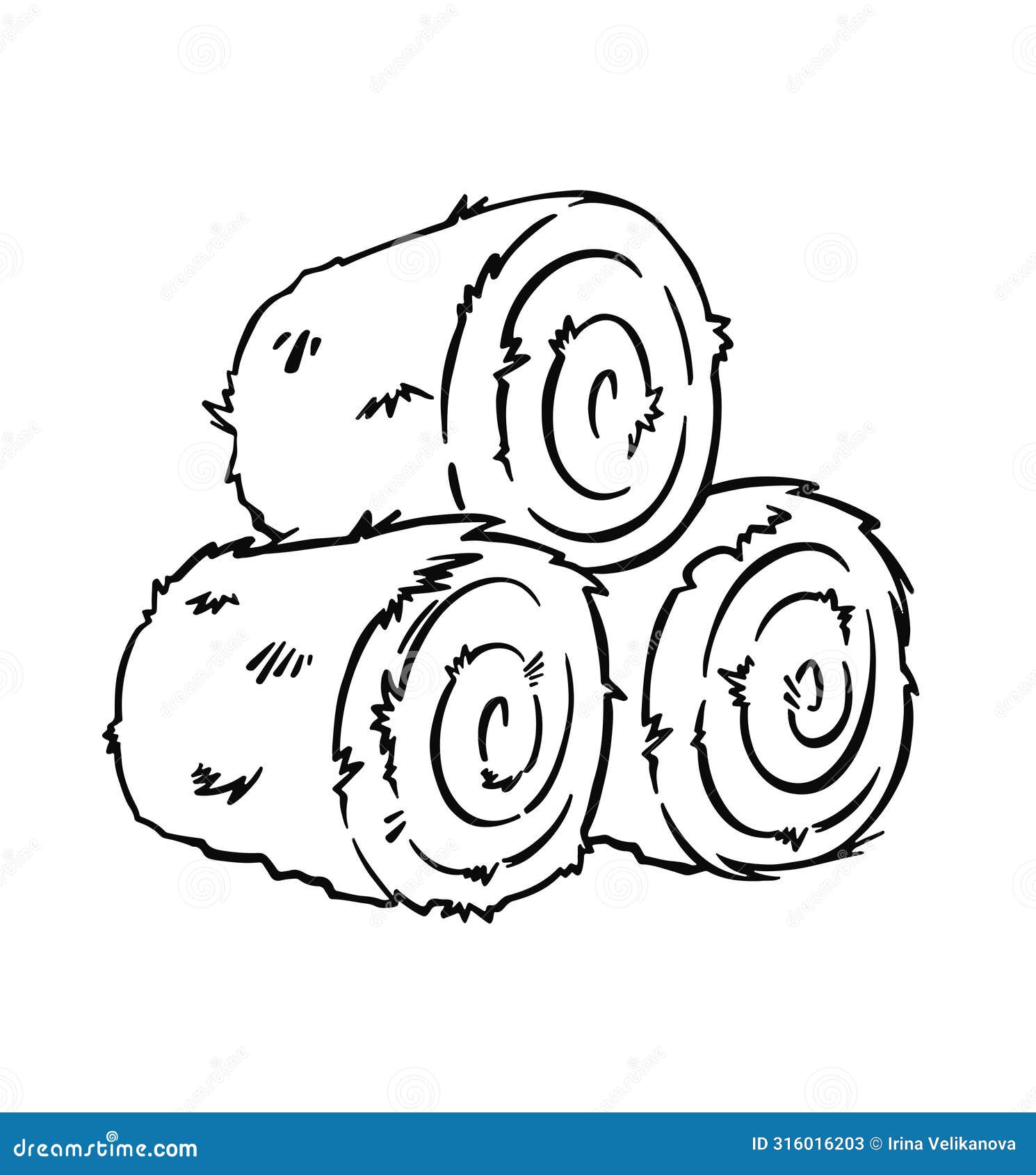 Baled Hay Bales Outline Symbol. Vector Illustration Stock Vector ...