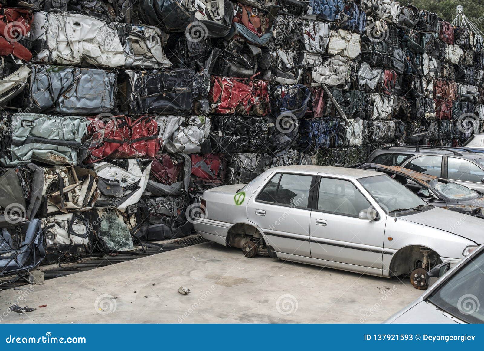Baled scrap cars stock image. Image of crusher, recycling - 137921593