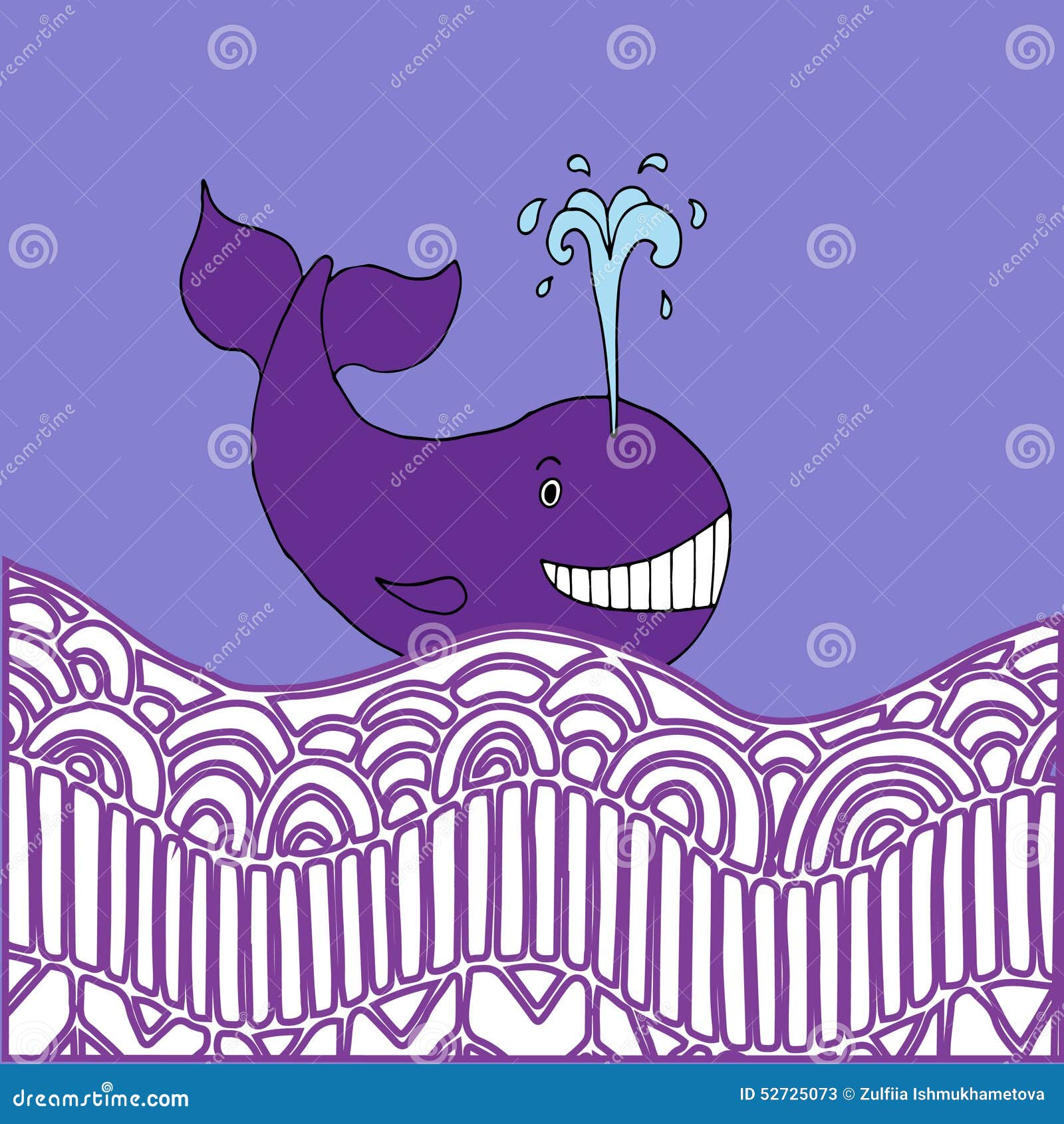 Baleine violette illustration de vecteur. Illustration du animé - 52725073