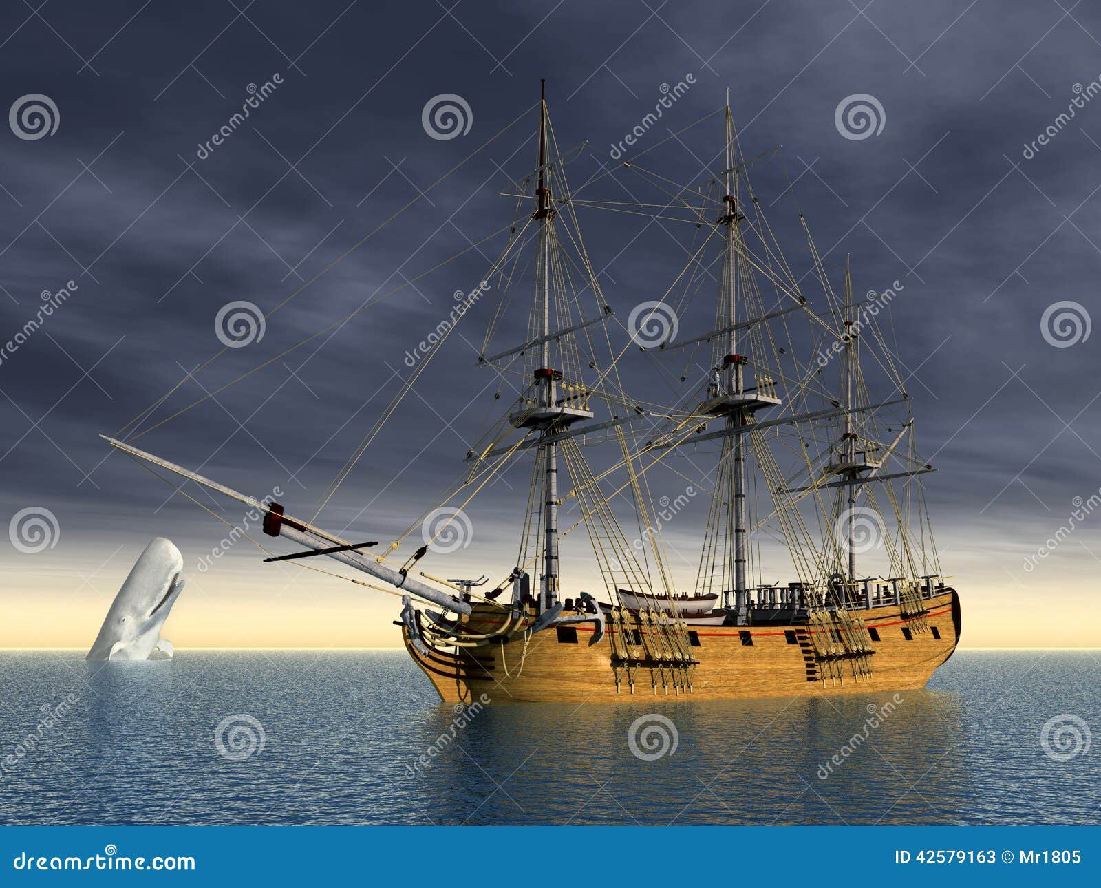 Balena bianca e baleniere illustrazione di stock. Illustrazione di nave ...