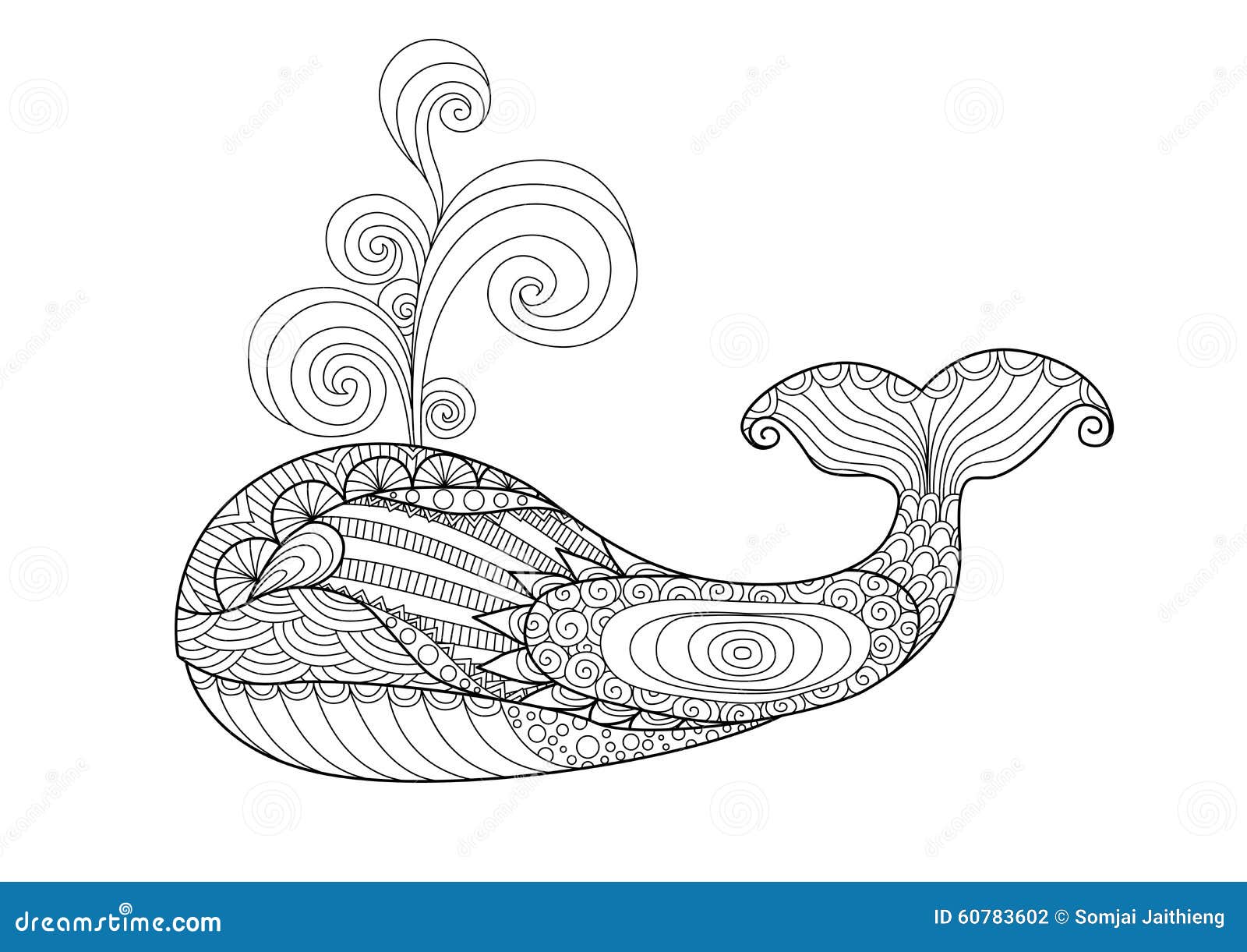 Balena Disegnata a Mano Dello Zentangle Illustrazione Vettoriale ...