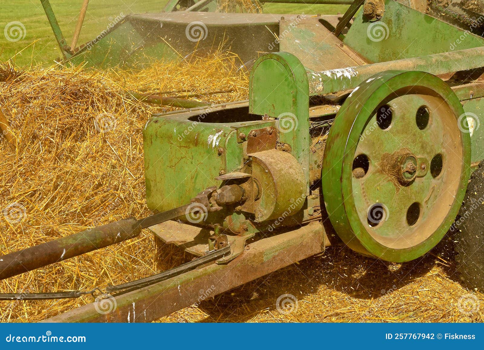 Baler in the Process of Baling Straw Stock Photo - Image of farmer ...