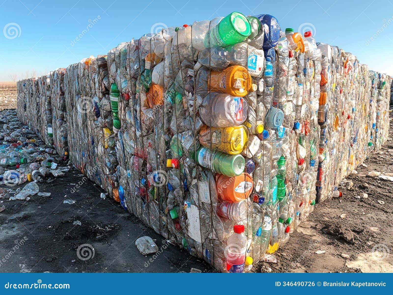 Bales of Compressed Plastic Bottles Ready for Recycling Stock Photo ...