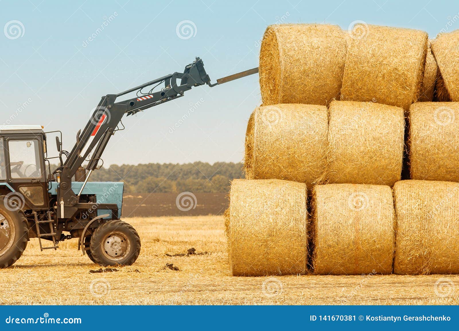 Bales of Hay on the Autumn Background Stock Image - Image of fall ...