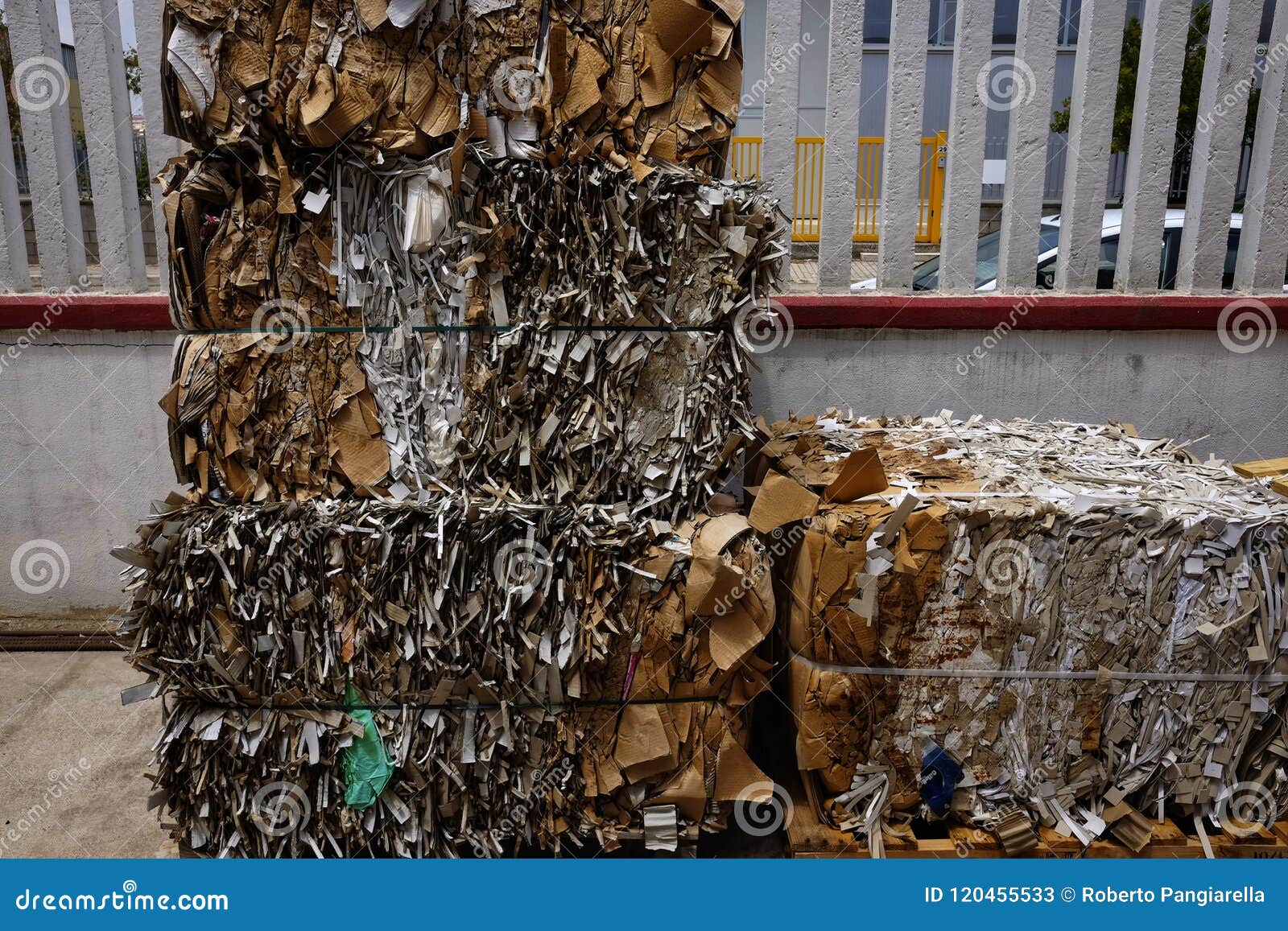 Bales of pressed cardboard stock image. Image of ecology - 120455533