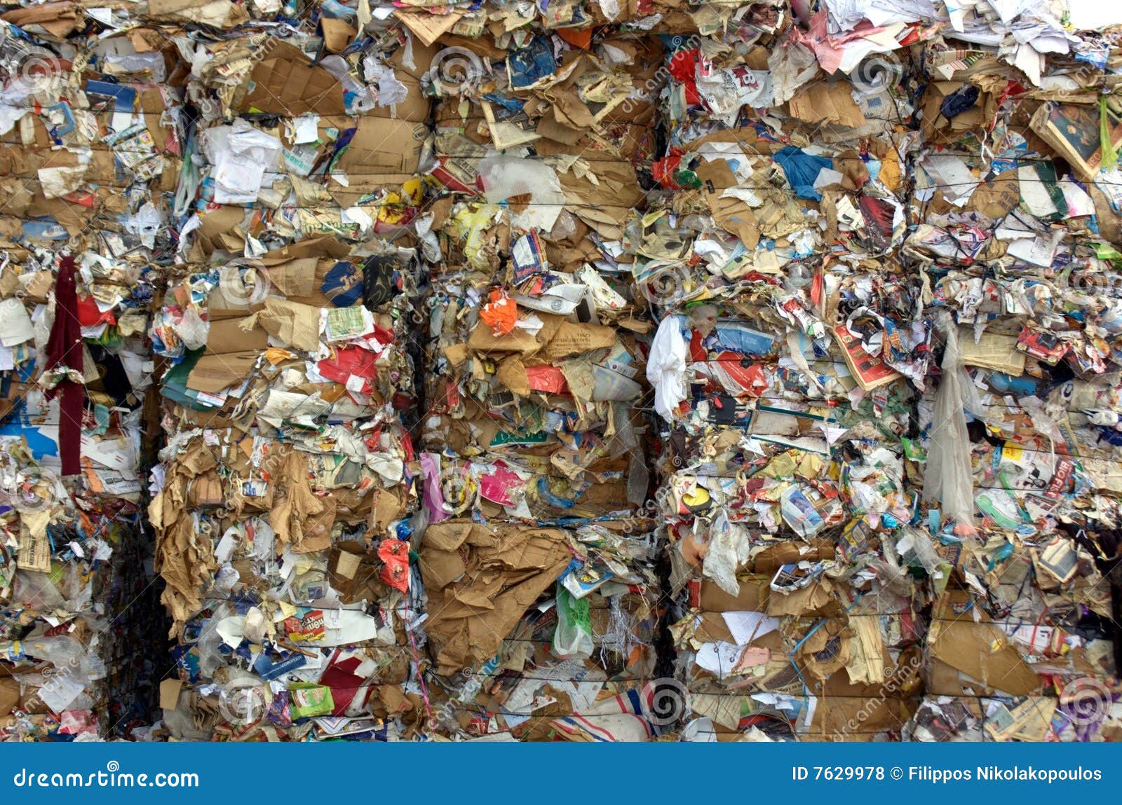 Bales of recycling paper stock photo. Image of garbage - 7629978