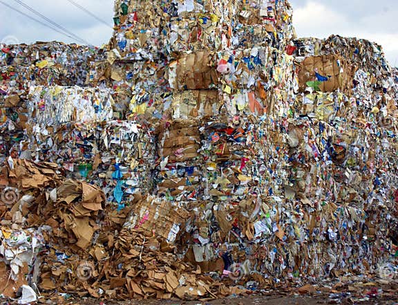 Bales of recycling paper stock image. Image of color, press - 7630031