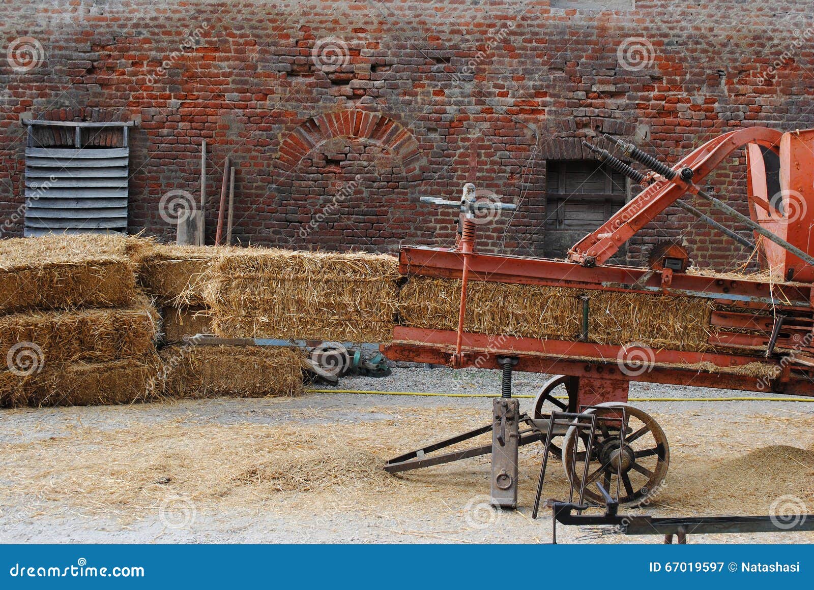 Bales of Straw. Hay Packing, Traditional Method Stock Image - Image of ...