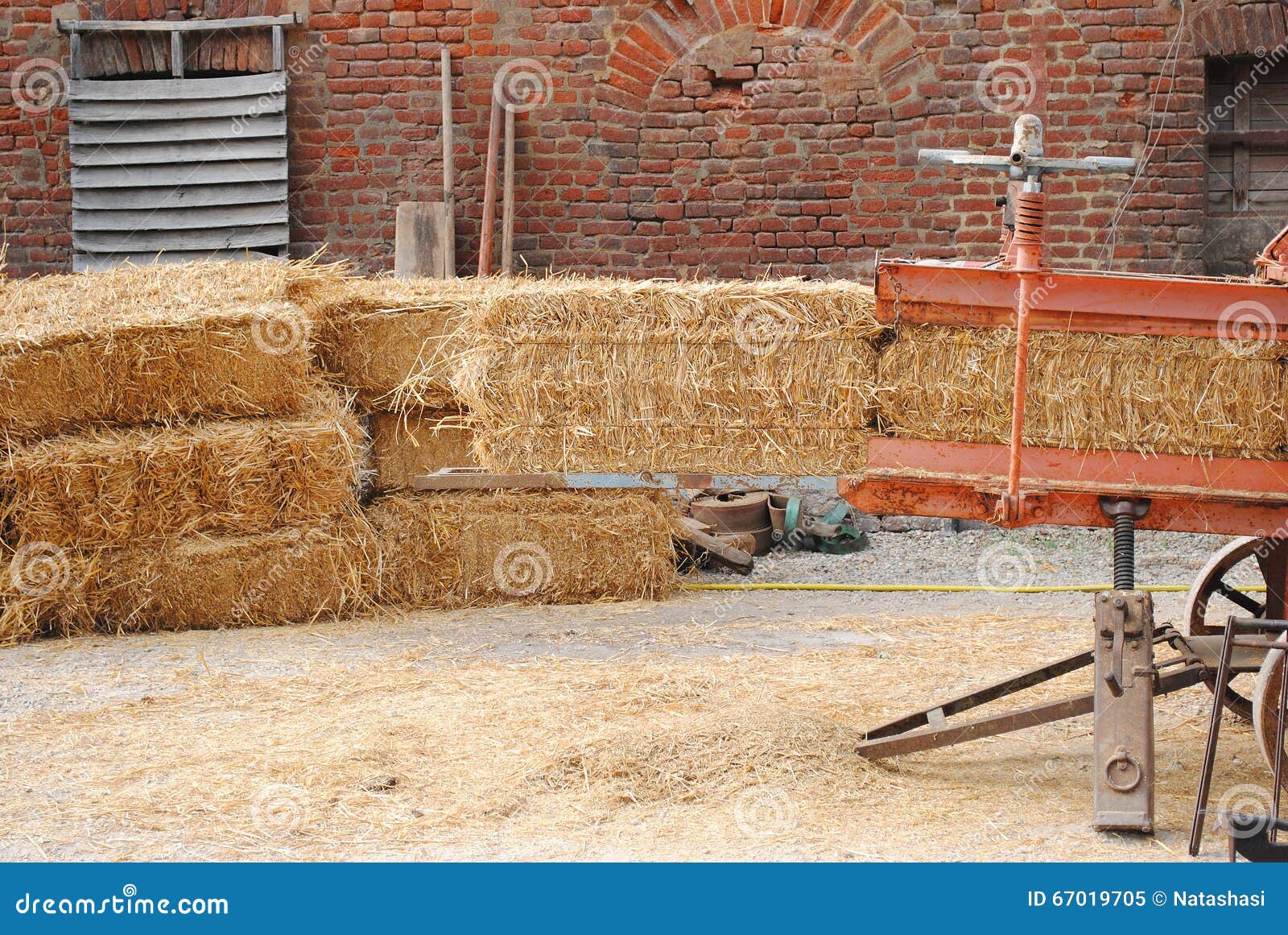 Bales of Straw. Hay Packing, Traditional Method Stock Image - Image of ...