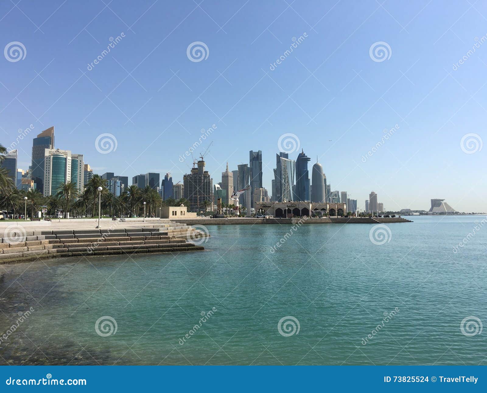 Balhambar Restaurant in Doha Stock Photo - Image of ocean, skyline ...