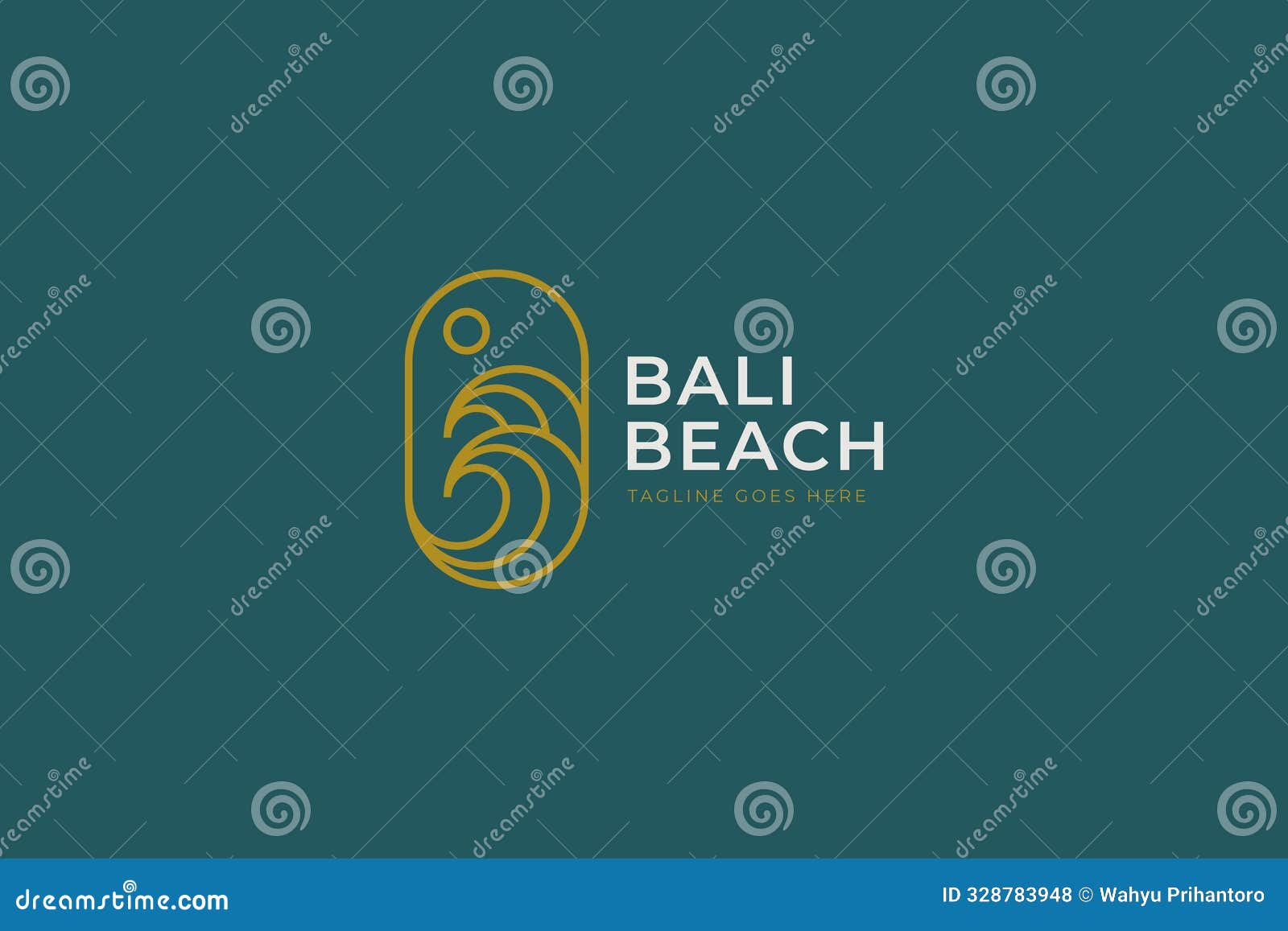 Elegant Bali Beach Logo Design with Minimalist Wave Elements Stock ...