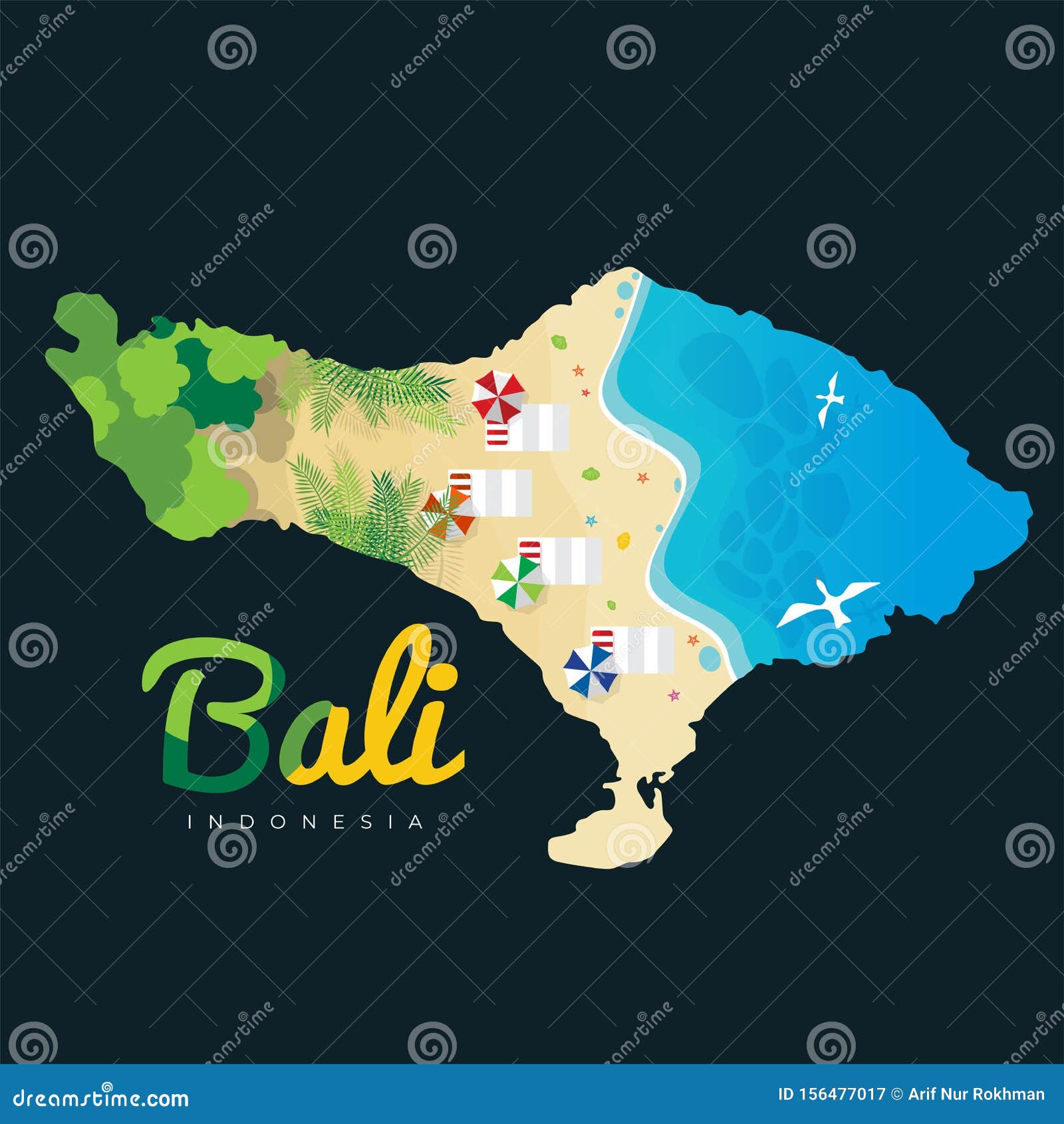 Bali Beach Island Vector Illustration Stock Vector - Illustration of ...