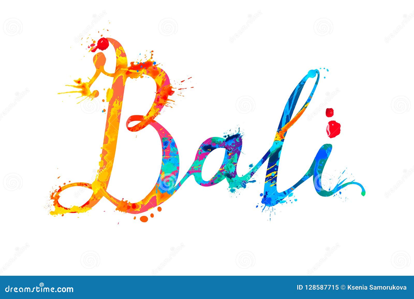 Bali. Hand Written Word of Splash Paint Stock Vector - Illustration of ...