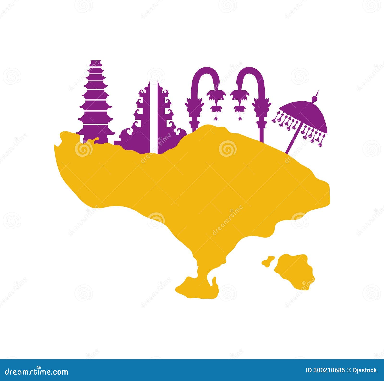 Bali Map And Monuments Cartoon Vector | CartoonDealer.com #300210685