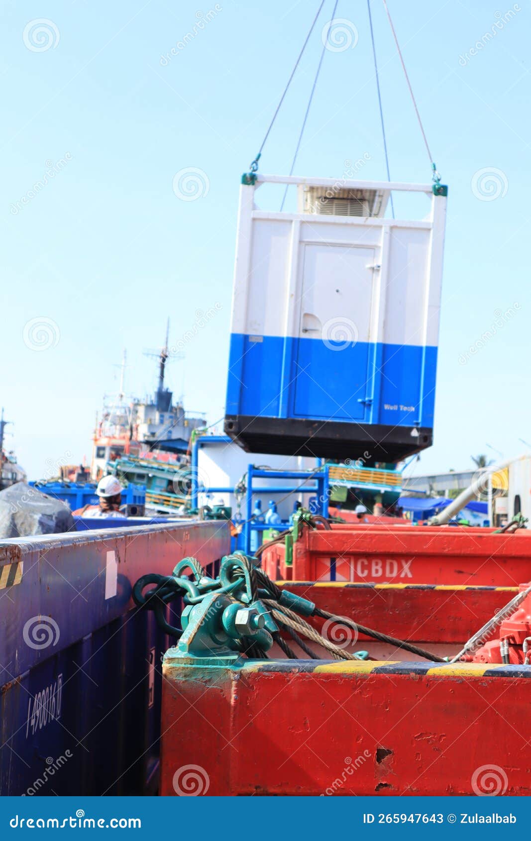 Bali, May 2022. Cargo Operation at Port Using Crane Editorial Stock ...