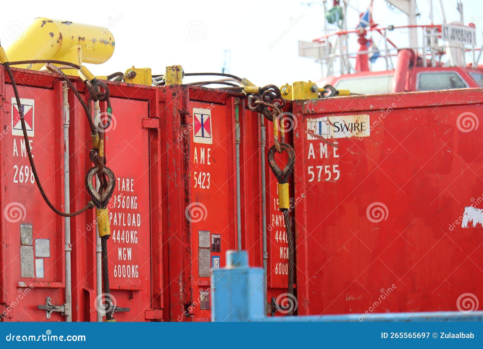Bali, November 2022. Containers on the Maindeck of the Ship are Loaded ...