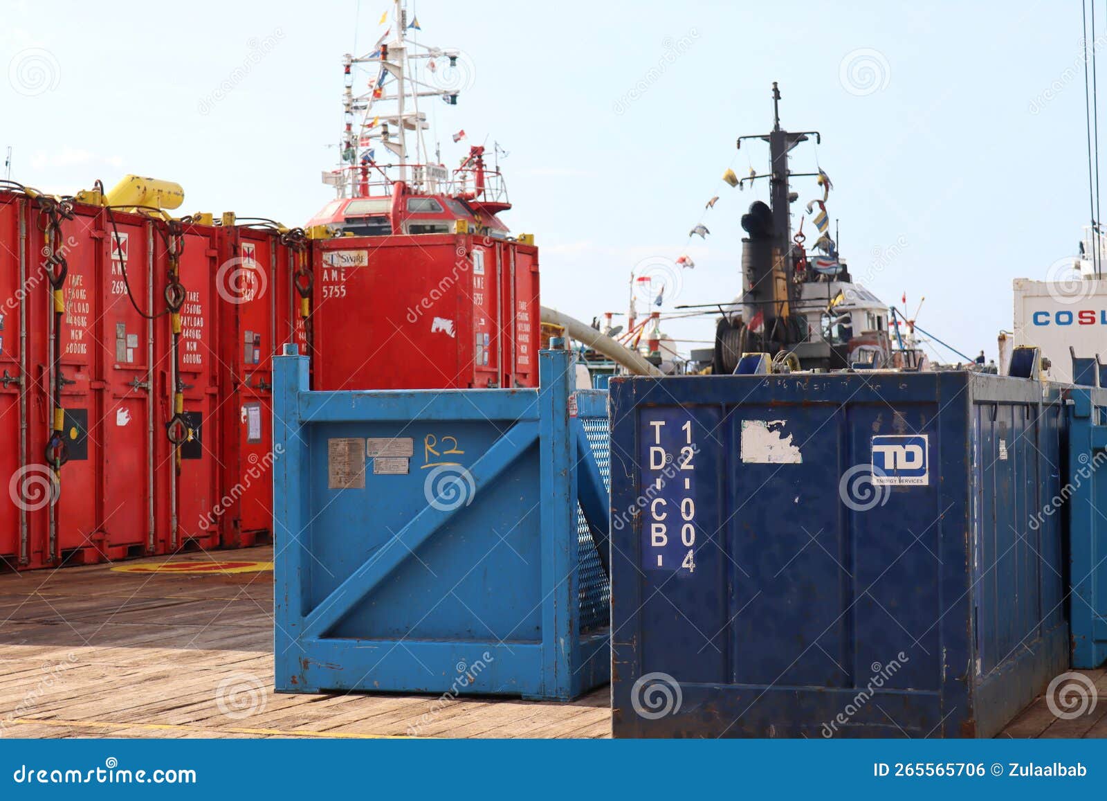 Bali, November 2022. Containers on the Maindeck of the Ship are Loaded ...