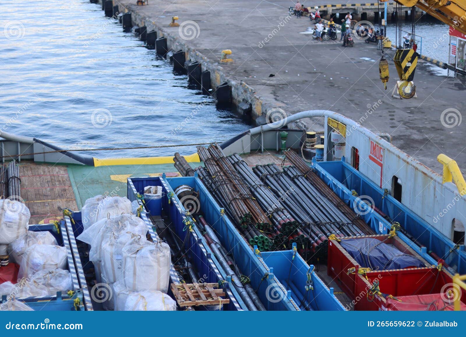 Bali, November 2022. Drilling Material on the Maindeck of the Ship are ...