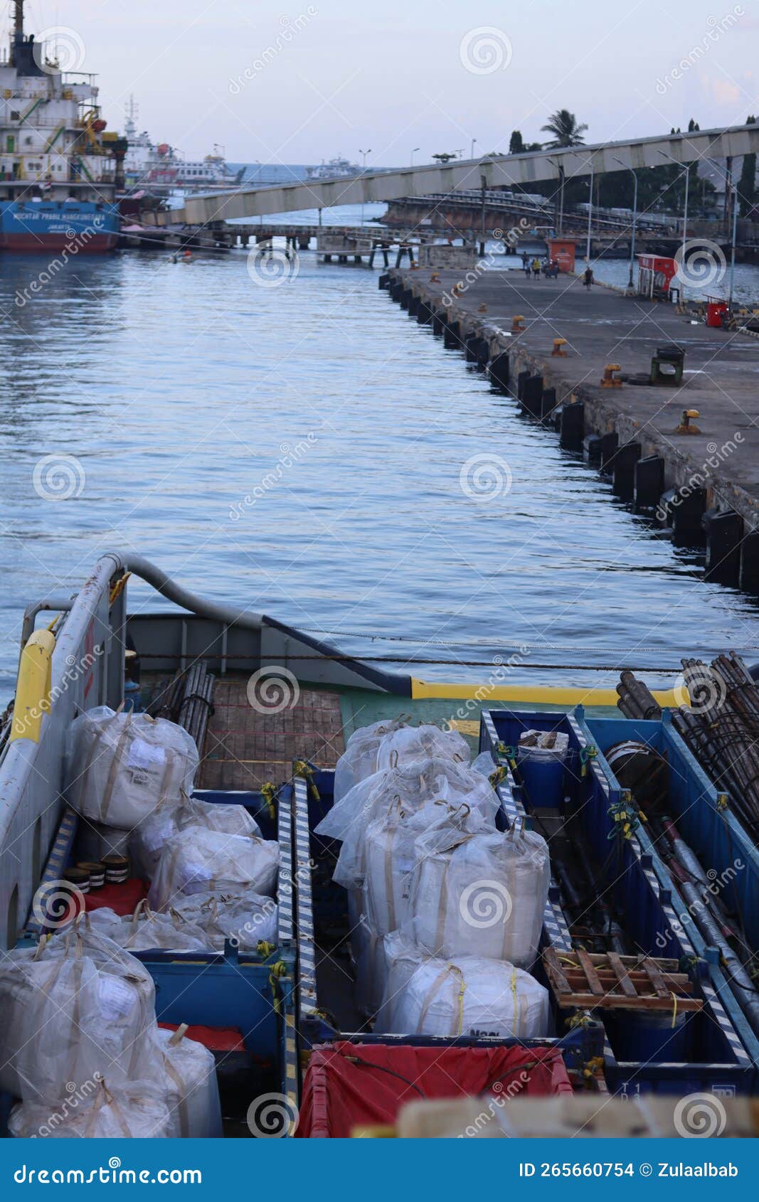 Bali, November 2022. Containers on the Maindeck of the Ship are Loaded ...