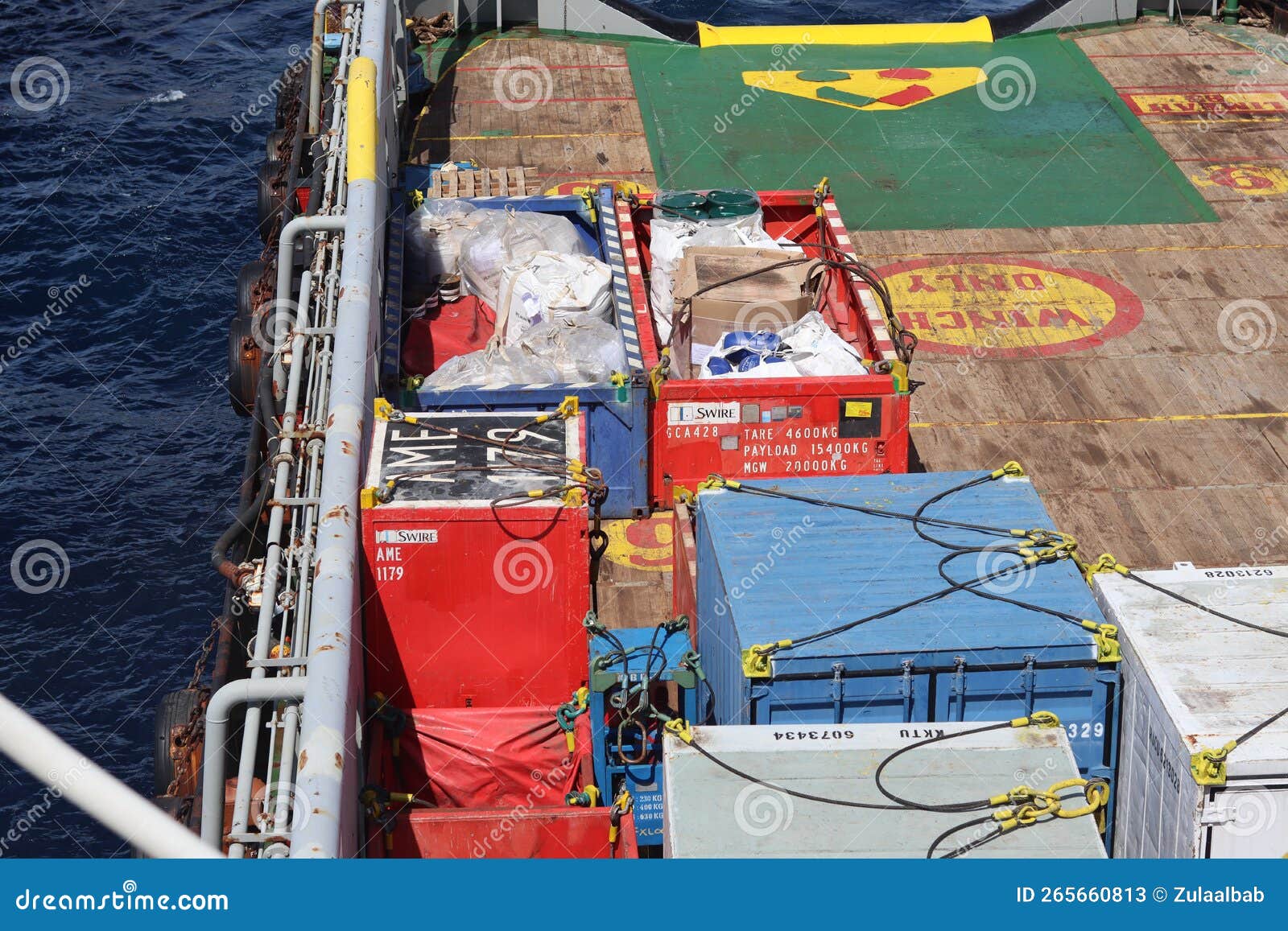Bali, November 2022. Containers on the Maindeck of the Ship are Loaded ...