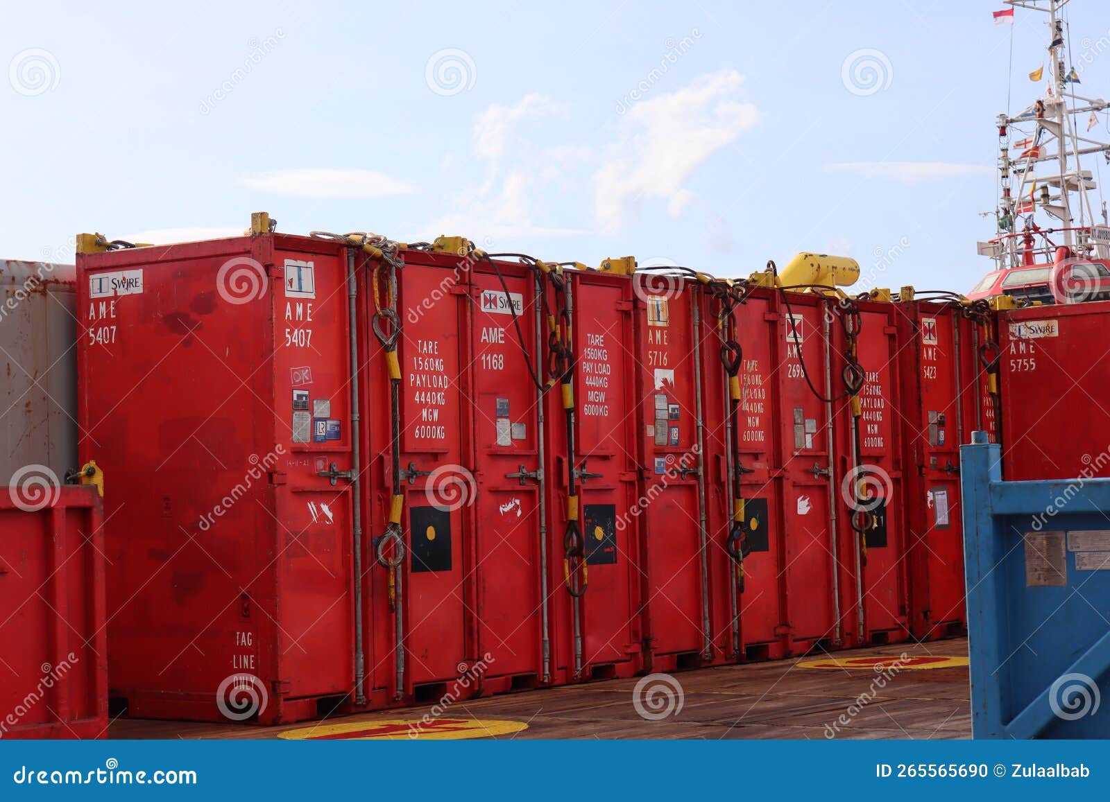 Bali, November 2022. Containers on the Maindeck of the Ship are Loaded ...