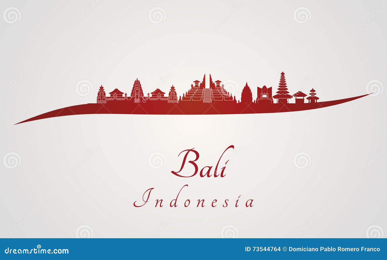 Bali-Skyline im Rot vektor abbildung. Illustration von indonesien ...
