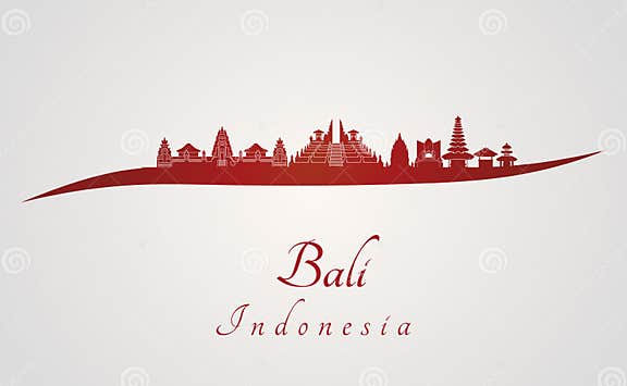 Bali skyline in red stock vector. Illustration of metropolis - 73544764
