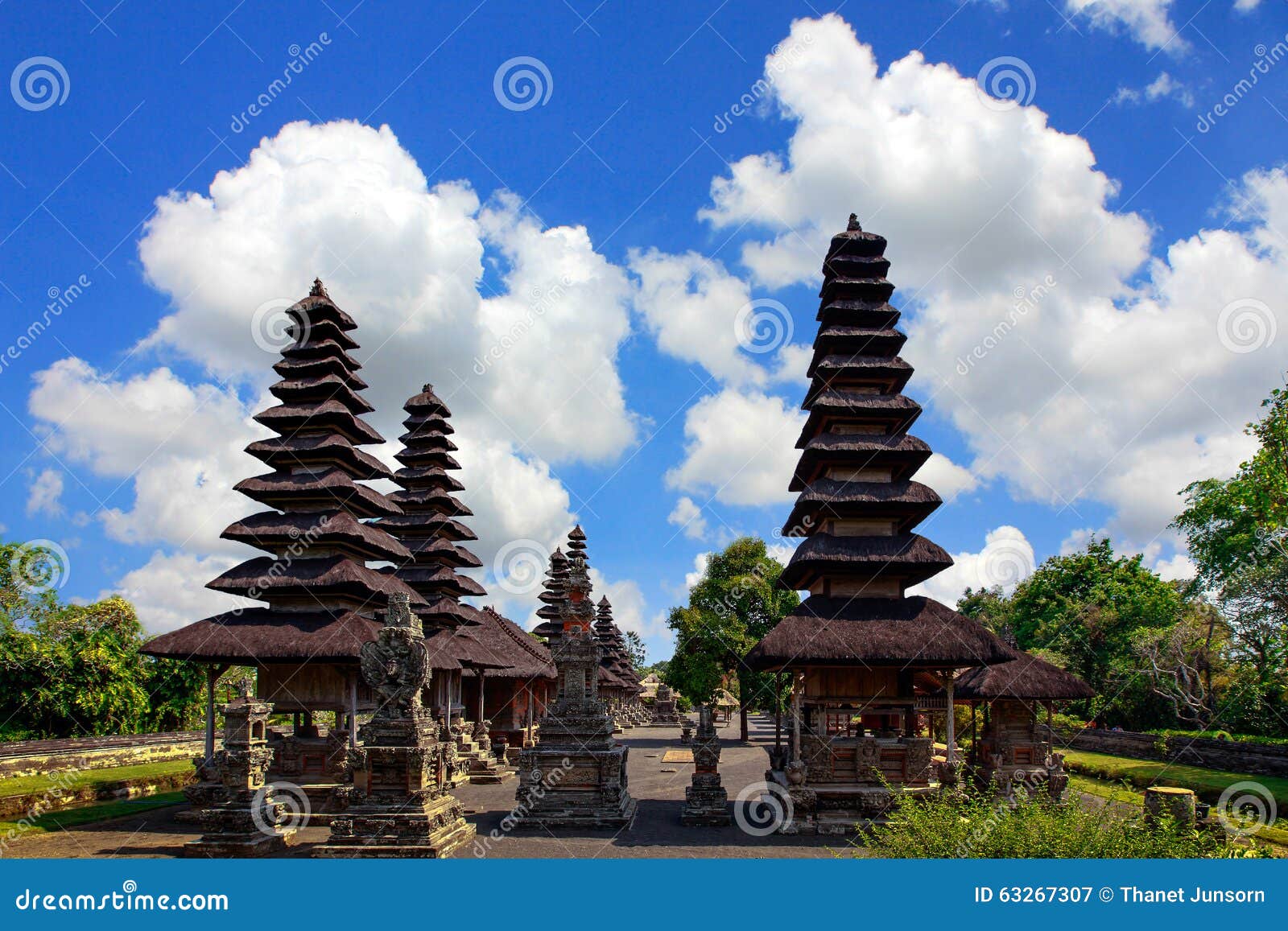 Bali Temple on Blue Sky Background Stock Image - Image of traditional ...
