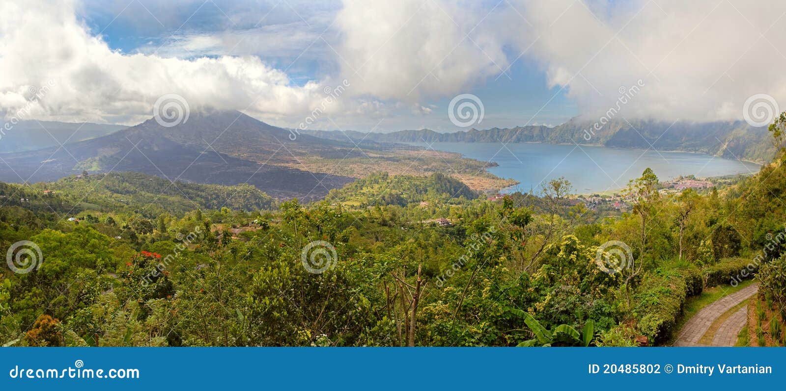 Bali Volcano Near Lake Bratan Stock Photo - Image of clouds, mountain ...