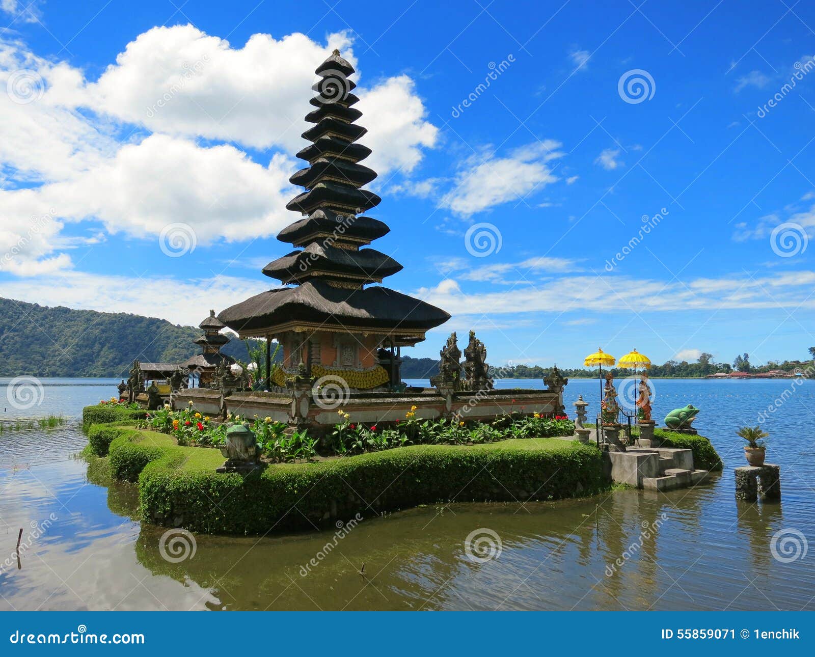 Bali Water Temple on Lake, Indonesia Stock Image - Image of beratan ...