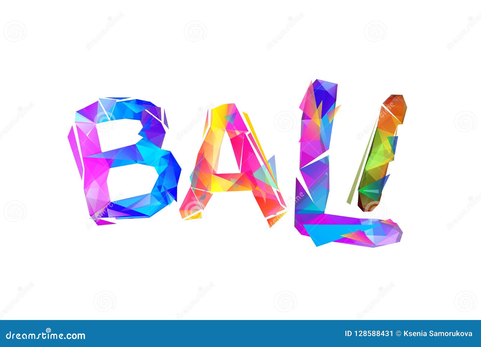 Bali Word Of Colorful Triangular Letters Stock Vector Illustration