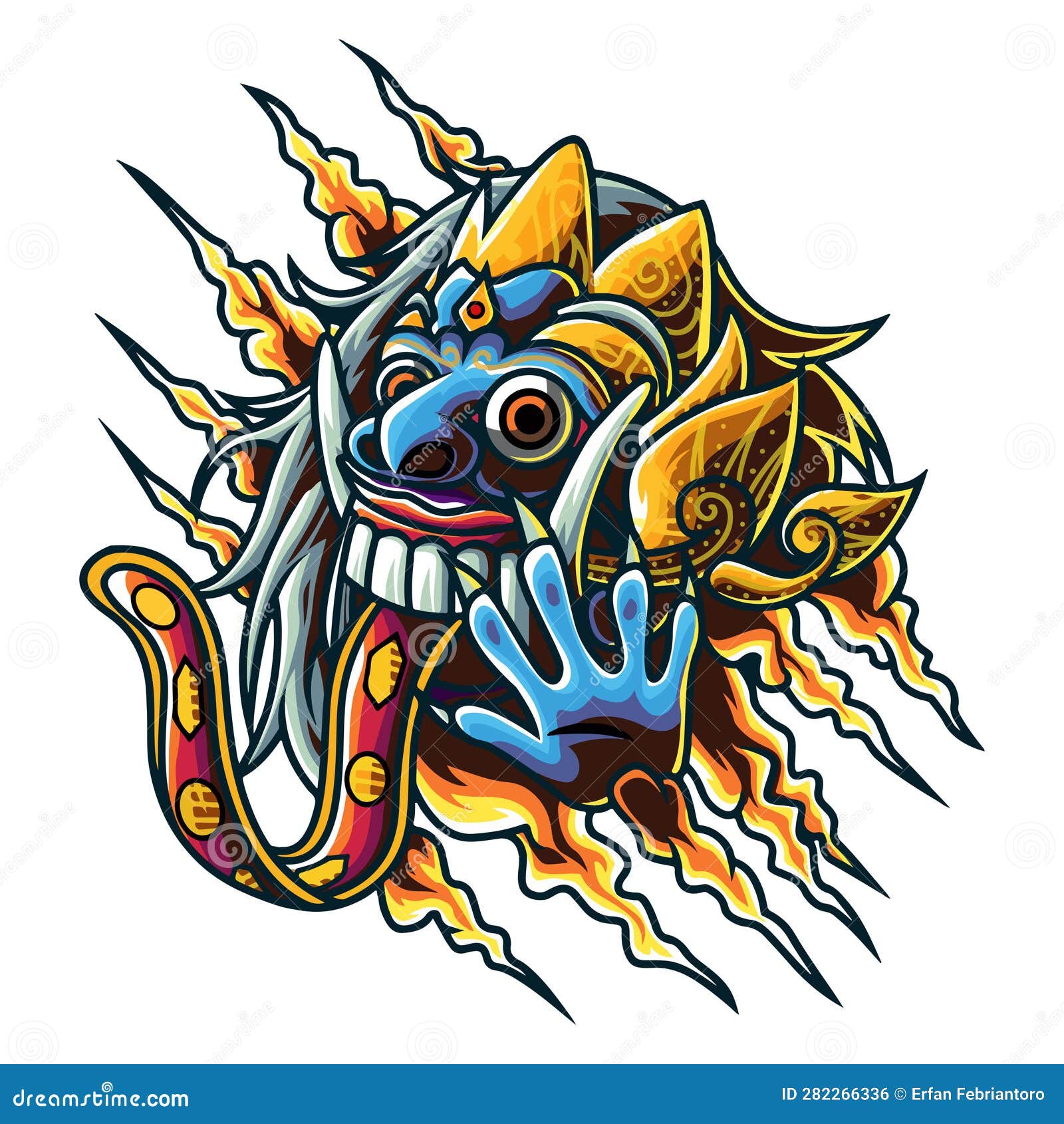 Balinese Barong Traditional Mask Vector Illustration Stock Vector ...