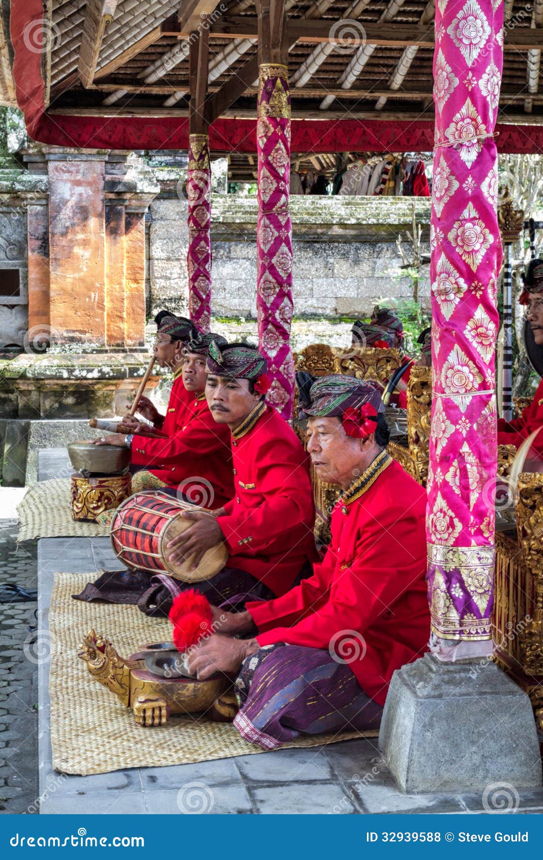 Balinese Gamelan Orchestra Playing Traditional Music In Bali Indonesia ...